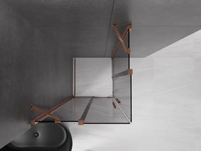Mexen Velar Duo, sprchový kout s posuvnými dveřmi 90 x 90 cm, 8mm šedé sklo, růžové zlato, 871-090-090-42-60