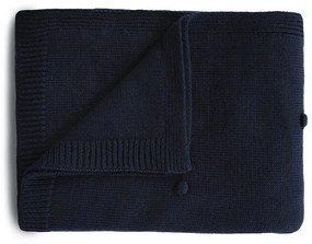 Mushie pletená dětská deka z organické bavlny Puntíkovaná Dark navy