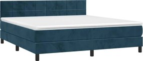 Box spring postel s matrací tmavě modrá 160x200 cm samet 3141315