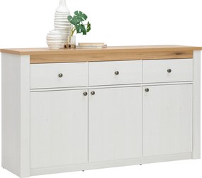 XXXLutz KOMODA, bílá, dub San Remo, 155/90,5/42,5 cm Landscape - Široké komody - 001803069171