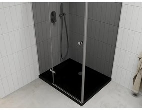Mexen Roma sprchový kout s otočnými dveřmi 90 x 120 cm, Grafitově černá, Chromovaná + sprchová vanička Flat, Černá - 854-090-120