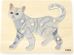 Dětské dřevěné puzzle s úchyty Viga Cat