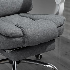 Ergonomická kancelářská židle Vinsetto s opěrkou nohou, s polohovací opěrkou zad, polstrovanými područkami a šedým látkovým potahem | Aosom