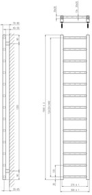 Sapho METRO LIGHT otopné těleso 300x1500 mm, černá mat - IR446TB