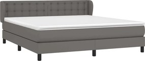 Box spring postel s matrací šedá 180x200 cm umělá kůže 3127329