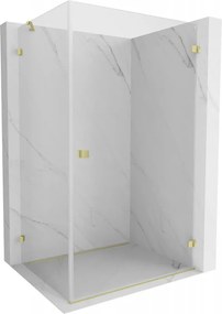 Mexen Lunar-B, pravostranný výklopný sprchový kout 95 x 80 cm, 8mm čiré sklo, zlatý kartáčovaný - 832-095-080-55-00-P