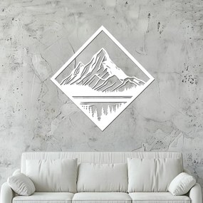 dřevo života Dřevěný obraz Pohled na hory Rozměry (cm): 40x40, Barevný vzor: Bílá