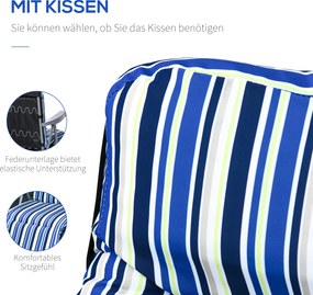 Outsunny lehátko sada 2 lehátek s polštářem skládací nastavitelné opěradlo ocel polyester modrá 60x75x65-102cm na zahradní terasu | Aosom.de