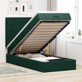 Osmanský rám postele s matracemi tmavě zelené 100x200cm samet 3314303