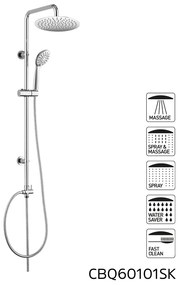 Mereo Sprchový set Sonáta s tyčí, hadicí, ruční a talíř. kulatou sprchou Bílá
