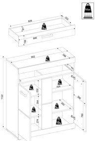 Předsíňová komoda/botník Barcelo, dub viking
