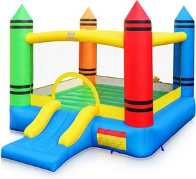Costway Nafukovací skákací dům2v1Dětský skákací hrad s motivem pastelek