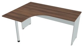 Stůl ergo pravý 160*120 cm - Hobis Gate GE 60 P Dekor stolové desky: ořech, Dekor lamino podnože: šedá, Barva nohy: stříbrná
