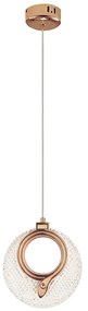 Toolight Toolight, LED křišťálové závěsné svítidlo 18x17cm, 12W, 3000K, LHJ110-1CP, růžové zlato, OSW-60051