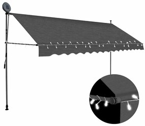 Ručně zatahovací markýza s LED světlem 350 cm antracitová 145867