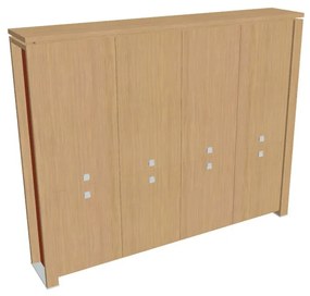 Vysoká skříň Verno+ S 260 x 46 x 210 cm , dub světlý / oranžová