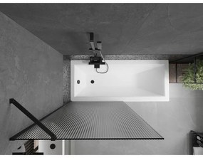 Mexen Next, vanová zástěna 1-křídlová 90 x 150 cm, fixní křídlo, 6 mm sklo s pruhy, černý profil, 895-090-000-00-09-70