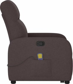 Zvedací masážní polohovací křeslo tmavě hnědé textil 3302987