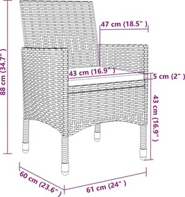 vidaXL 5dílný zahradní jídelní set s poduškami polyratan a sklo [3099681] Barva: Béžová