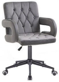 LuxuryForm DESIGN Otočná židle BOSTON VELUR na černé podstavě s kolečky - šedá