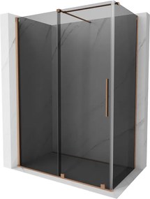Mexen Velar, sprchový kout s posuvnými dveřmi 160 x 70 cm, 8mm šedé sklo, měděná matná, 871-160-070-41-65