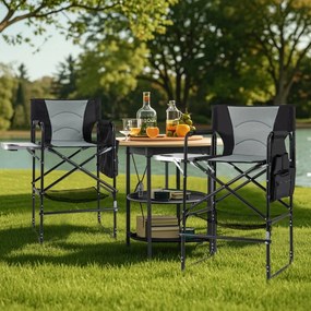 Costway Camping Chair Skládací vysoká skládací židle s bočním stolkem