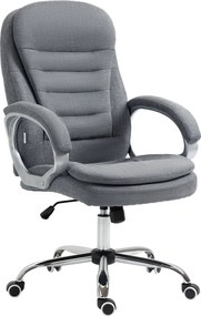 Vinsetto Kancelářská Židle Pracovní Židle Stolicová Židle Otočná Židle 360° Ergonomická Houpací Funkce Výškově Nastavitelná Šedá Látka 64 x 75 x 111-1