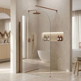 Bezrámová sprchová zástěna REA HEAVEN COPPER BRUSH 120 cm, měď kartáčovaná/transparent - bez vaničky