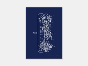 Technický plakát MECHANICAL SWITCH Dark Blue / A3