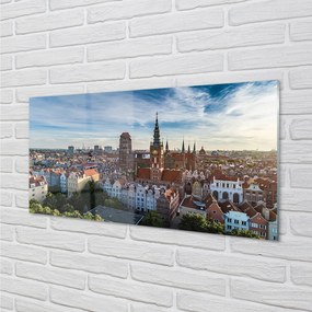 akrylový obraz Gdańsk Panorama kostel 100x50 cm