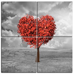 Obraz na plátně - Srdce ve tvaru stromu - čtverec 3106E (60x60 cm)
