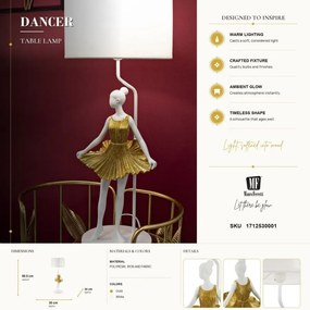 Stolní lampa Dancer 90,5 cm bílo-zlatá