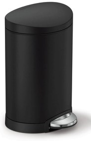 Pedálový odpadkový koš Simplehuman – 6 l, půlkulatý,matná černá ocel,plast