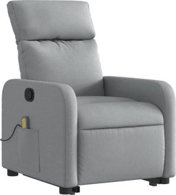 Zvedací masážní polohovací křeslo světle šedé textil 3206708