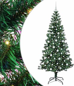 Umělý osvětlený vánoční stromeček Zelená 210 cm PVC a kov 3396778