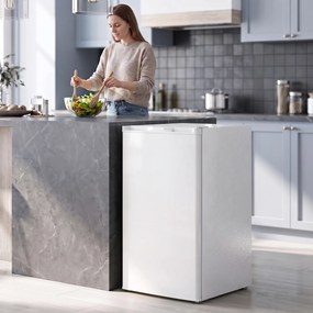 HOMCOM Mini mraznička 85 l, kompaktní volně stojící mraznička s možností přehodit otevírání dveří a nastavitelnou teplotou, bílá