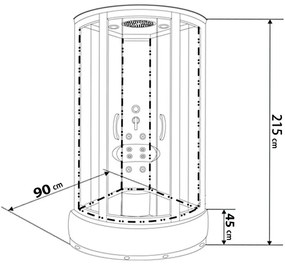 BPS-koupelny Hydromasážní box HYD-Silven 90, 90x90