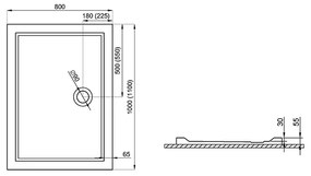 Polimat Obdélníková akrylátová sprchová vanička Goliat 2 90x80 (100x80, 100x90, 110x80, 110x90, 120x80, 120x90, 120x100) Barva: Bílá, Rozměry (cm): 100x90