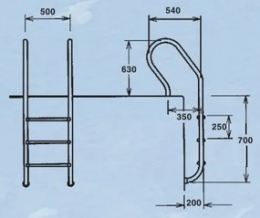 Vagnerpool Bazénový žebřík nerez Mixta 2 stupňový, AISI 304