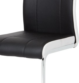 Autronic Pohupovací jídelní židle DCL-406 BK, ekokůže černá s bílými boky/chrom