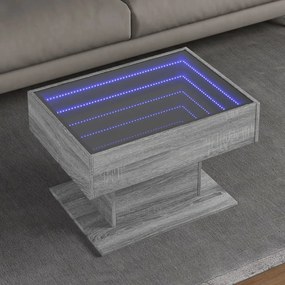 Konferenční stolek s LED šedý sonoma 70 x 50 x 45 cm kompozit