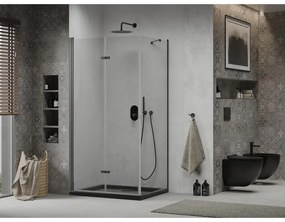 Mexen Lima skládací sprchový kout 100 x 90 cm, Průhledné, Černá + sprchová vanička Flat, Černá - 856-100-090-70-00-4070B