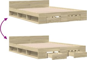 Rám postele se zásuvkami dub sonoma 140x190 cm kompozitní dřevo 3280764