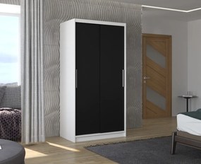 Šatní skříň s posuvnými dveřmi Collin - 100 cm Barva: Bílá/Černá