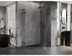 Mexen Lunar, L pravý půlkruhový sprchový kout 100 x 70 cm, 8mm čiré sklo, černý profil, 833L-100P-070L-70-00