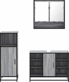 3dílný set koupelnového nábytku šedý sonoma kompozitní dřevo 3301003