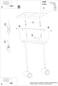 Stropní svítidlo Norano, 2x černé kovové stínítko, (možnost polohování)