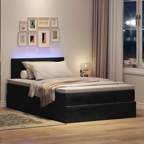 Osmanská postel s matrací &amp; LED černá 120x190cm samet 3312610