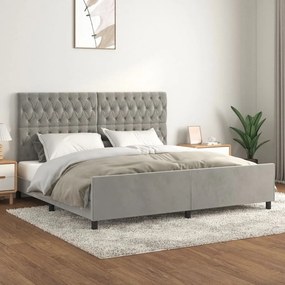 Rám postele bez matrace světle šedý 200 x 200 cm samet 3125958