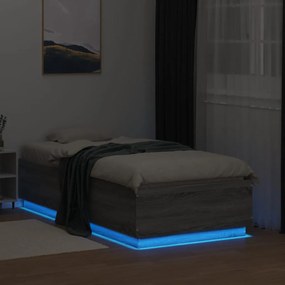 Rám postele s LED osvětlením šedý sonoma 90 x 190 cm kompozit 3209665